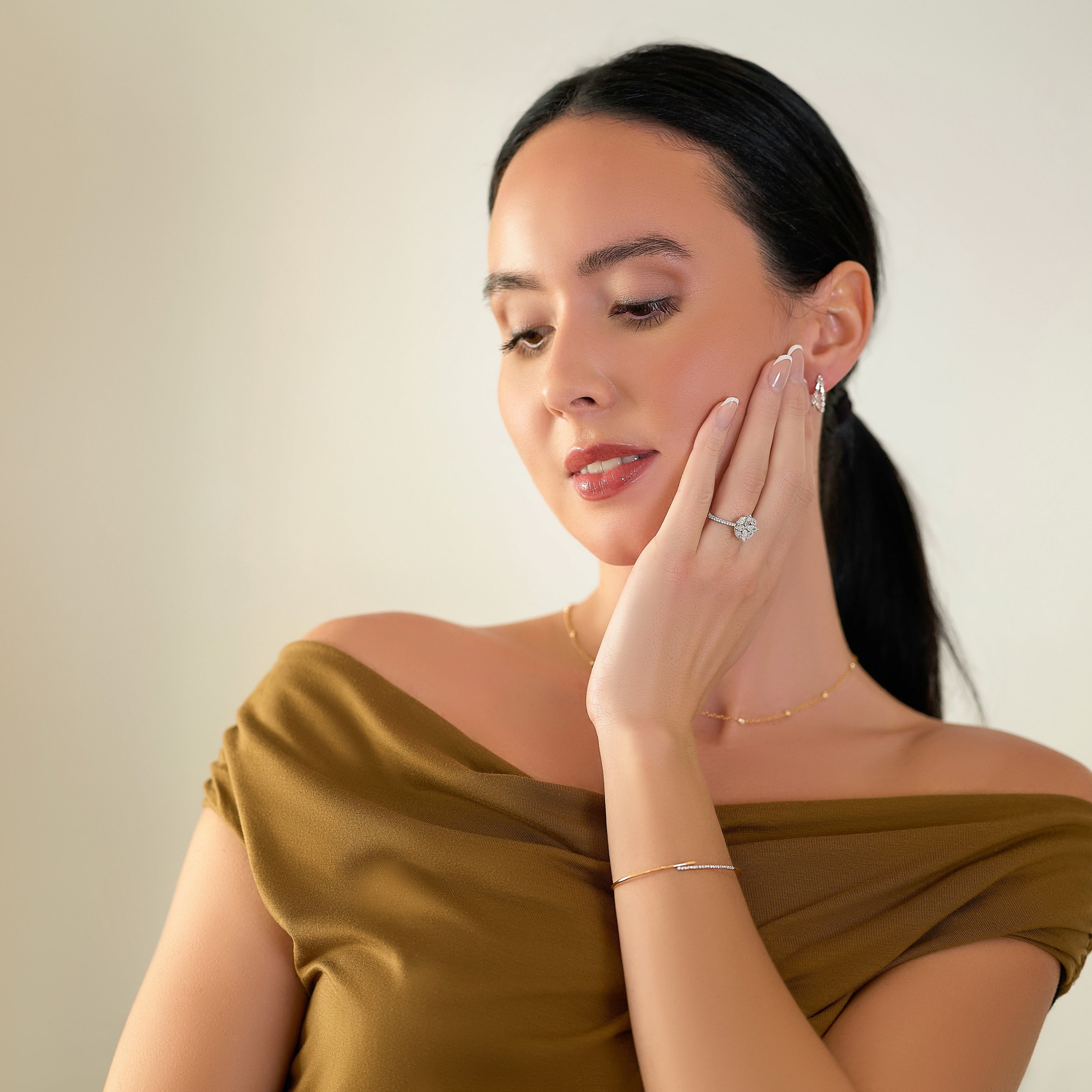 Buy Tessera 18K Solid White Gold Floral Ring